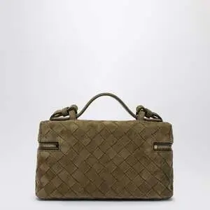 Bottega Veneta Mud Suede Intrecciato Vanity Case Bag - Beige