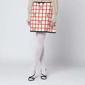 Valentino Garavani Check Vlogo Wool Blend Skirt