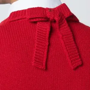Valentino Garavani V-neck Wool Sweater With Vlogo Bow Detail