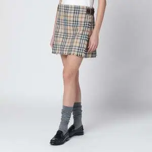 Burberry Check Wool Mini Kilt - Beige