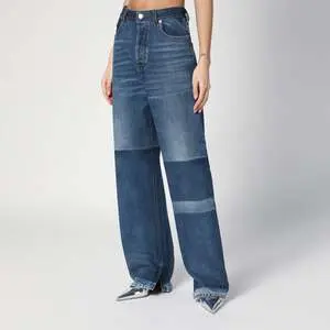 Gucci Two-tone Wide-leg Jeans With Stone-washed Treatment