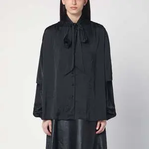 Balenciaga Satin Blouse With Bow Detail - Black