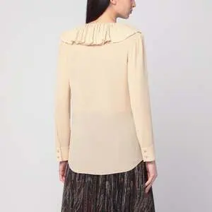 Saint Laurent Silk Crêpe Ruffled Blouse