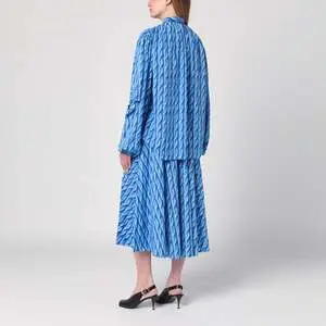 Balenciaga Printed Wool Effect Midi Dress With Bow