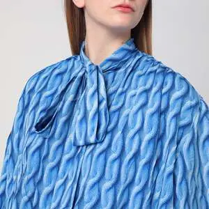 Balenciaga Printed Wool Effect Midi Dress With Bow
