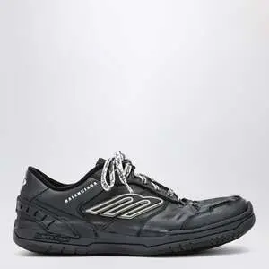Balenciaga Hamptons" Distressed Calfskin And Polyester Sneakers - Black