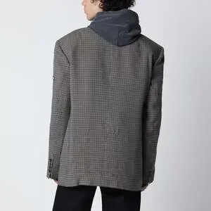 Balenciaga Khaki And Brown Gingham Single-breasted Jacket
