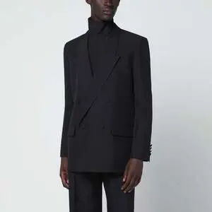 Gucci Double-breasted Jacket In Technical Panama - Black
