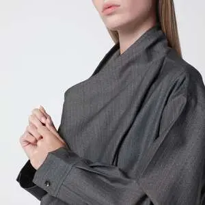 Bottega Veneta Mélange Lightweight Wool Canvas Blouse