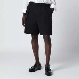 Saint Laurent Belted Bermuda Shorts In Corone Fabric