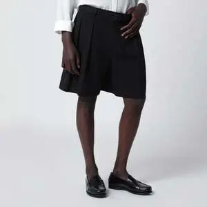 Saint Laurent Belted Bermuda Shorts In Corone Fabric