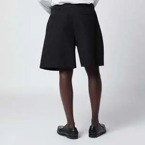 Saint Laurent Belted Bermuda Shorts In Corone Fabric