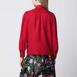 Gucci Silk Jacquard Shirt With Interlocking Gg Chain Motif