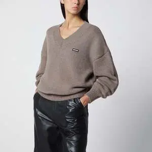 ROTATE BY BIRGER CHRISTENSEN Wool And Cashmere V-neck Sweater - Grey