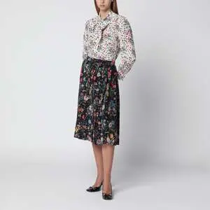 Gucci Printed Silk Shirt With Bow - Multicolor