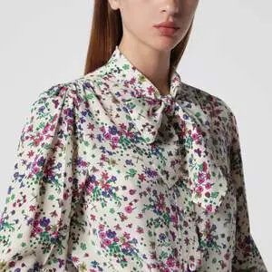 Gucci Printed Silk Shirt With Bow - Multicolor