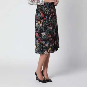 Gucci Pleated Midi Skirt With Flora Print