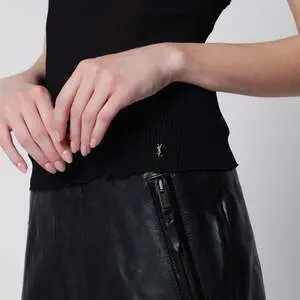 Saint Laurent Cassandre Ribbed Silk Jersey Tank Top