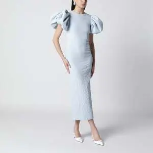 ROTATE BY BIRGER CHRISTENSEN Balloon Jacquard Midi Dress - Light Blue
