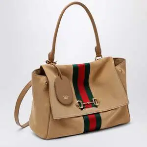 Gucci Medium Suede Handbag With Horsebit Detail
