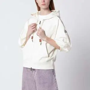 Moncler Short Sleeve Jersey Hooded Sweatshirt - White