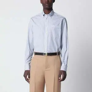 Valentino Garavani Ivory Shirt With And Blue Stripes - Light Blue