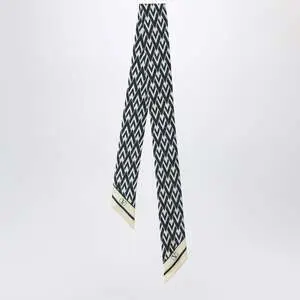 Valentino Garavani Tout La V Bandeau Scarf In Ivory / Silk - Blue