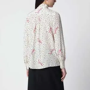 Valentino Garavani Silk Shirt With Polka Dot And Logo Print