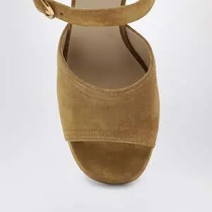 Valentino Garavani Fawcette Platform Sandals In Split Leather - Beige