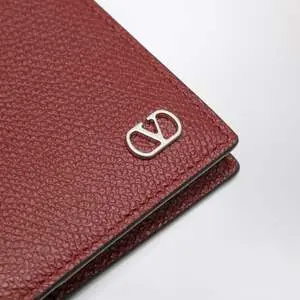 Valentino Garavani Dark Vlogo Card Holder In Grained Leather