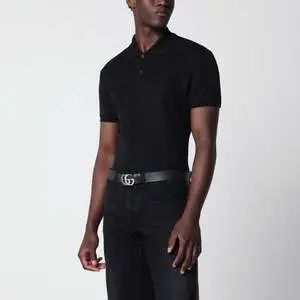 Gucci Gg Jacquard Technical Jersey Polo Shirt - Black