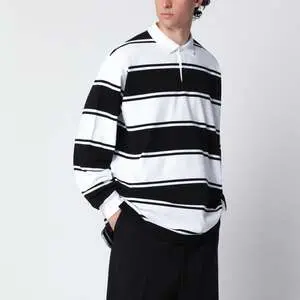 Balenciaga Black/white Striped Cotton Polo Shirt - Multicolor