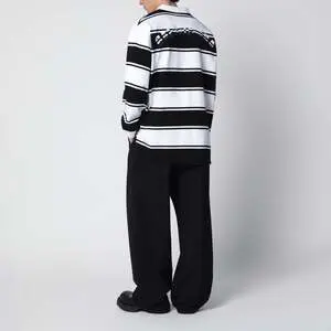 Balenciaga Black/white Striped Cotton Polo Shirt - Multicolor