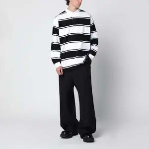 Balenciaga Black/white Striped Cotton Polo Shirt - Multicolor