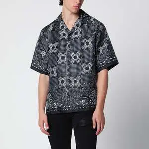 Amiri Ma Check Camp Checked Silk Camp Shirt - Black