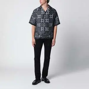 Amiri Ma Check Camp Checked Silk Camp Shirt - Black