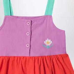 BOBO CHOSES Color-block Floral Embroidered Dress