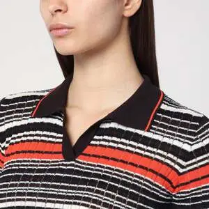 ROBERTO COLLINA Striped Cropped Polo Shirt
