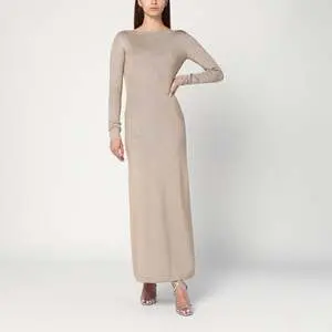 Max Mara Viscose & Lurex Maxi Dress - Beige