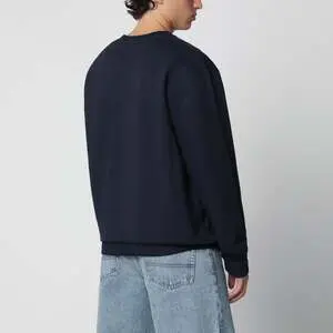 AMI Paris Crewneck Sweatshirt With De Cœur Embroidery - Blue