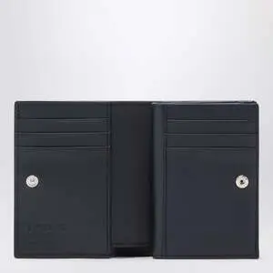 Loewe Anagram Compact Wallet In Hammered Calfskin, Navy - Blue