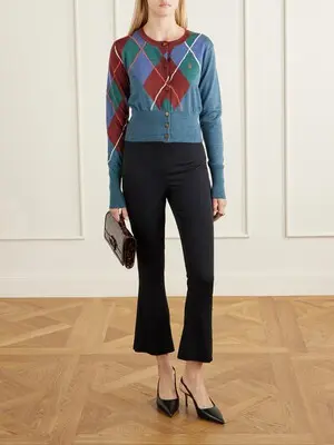 VIVIENNE WESTWOOD Logo-embroidered Argyle Wool And Cotton-blend Cardigan - Multi