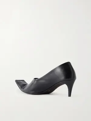 Khaite Marlene Glazed Leather Kitten Heel Pumps - Black