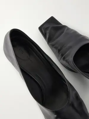 Khaite Marlene Glazed Leather Kitten Heel Pumps - Black