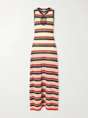 Rabanne Bead-embellished Striped Knitted Maxi Dress - Multi
