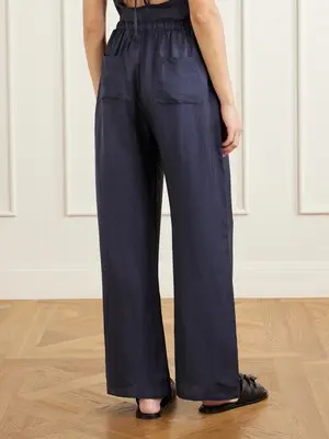 LESET Daniel Satin Wide-leg Trousers