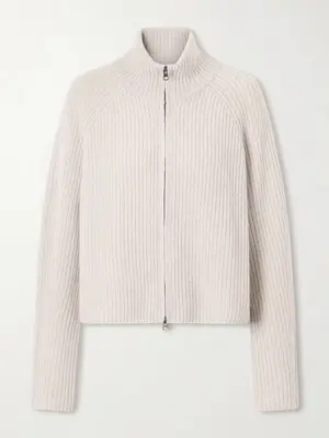 LISA YANG Sadie Ribbed Cashmere Cardigan - Neutrals