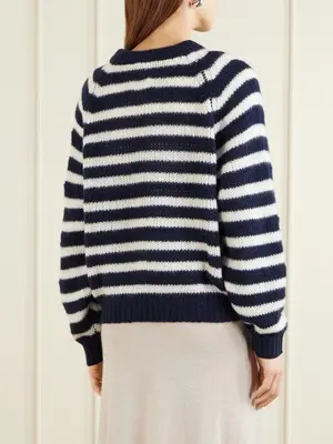 LISA YANG Reni Striped Cashmere And Silk-blend Sweater