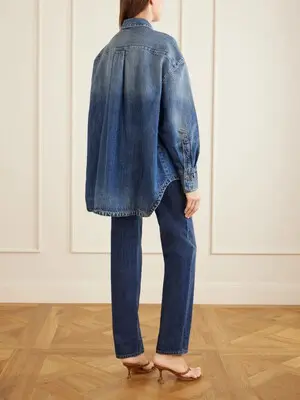 Attico Logo-embroidered Washed Denim Jacket