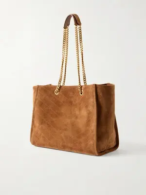 Saint Laurent Niki Shopper Quilted Suede Shoulder Bag